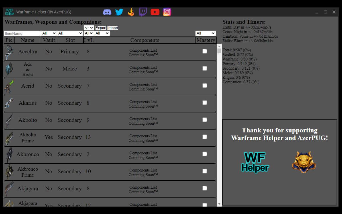 Warframe Helper